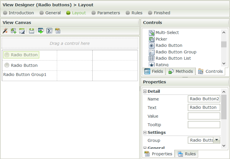 Radio Button controls