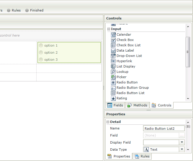 Radio Button controls