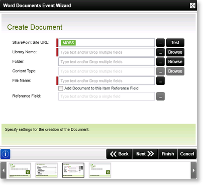 Create Document Wizard - Create Document