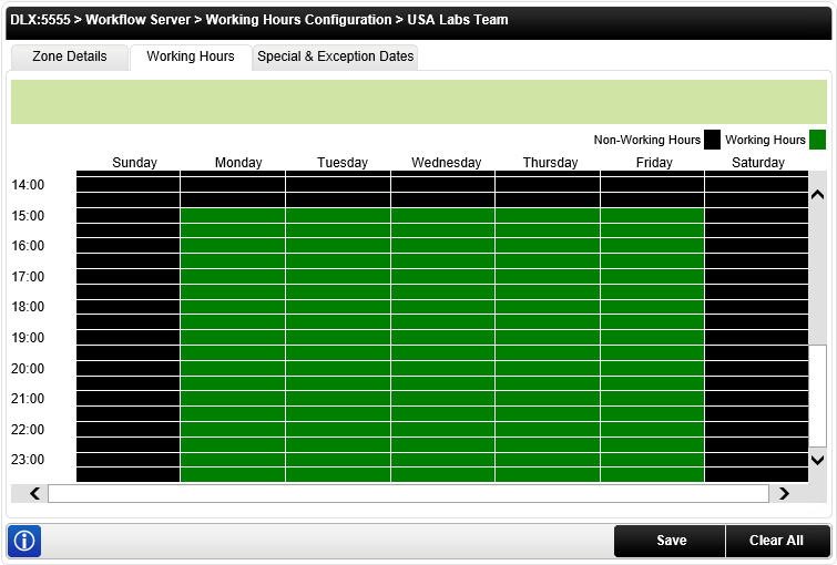 Working Hours Configuration