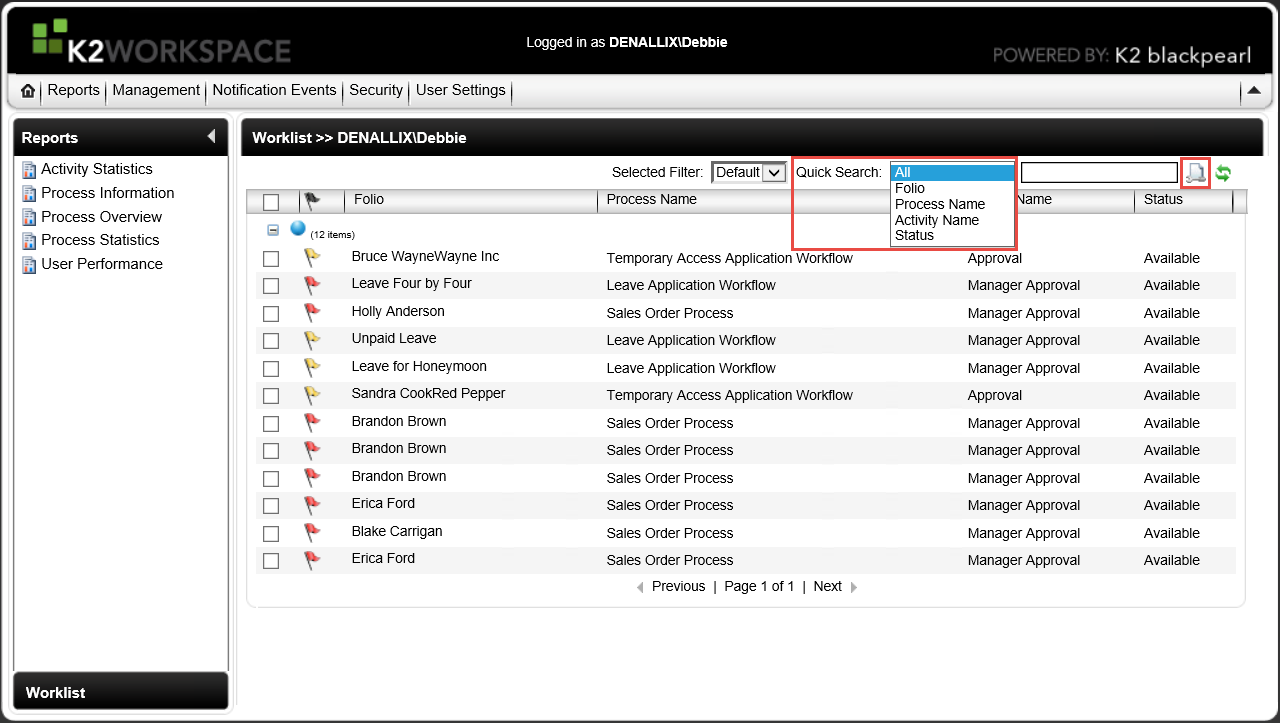 Configuring my Worklist