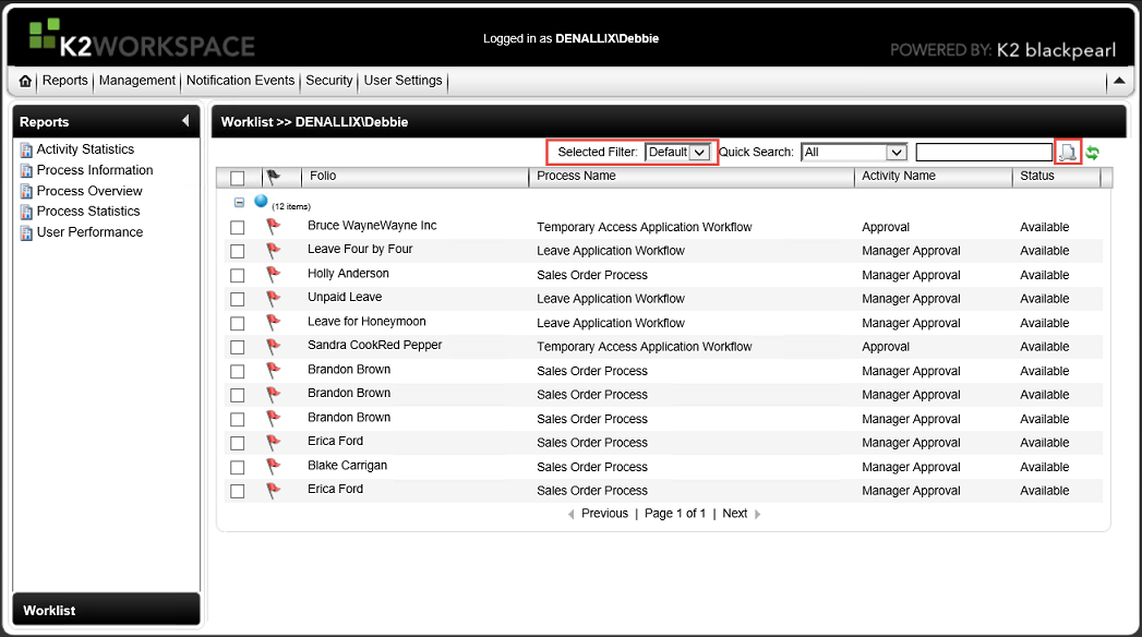 Configuring my Worklist