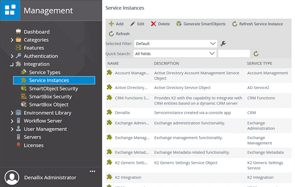 Managing SmartObjects in the K2 Management Site