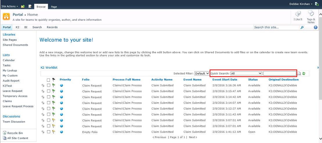 Configuring my Worklist in Process Portal
