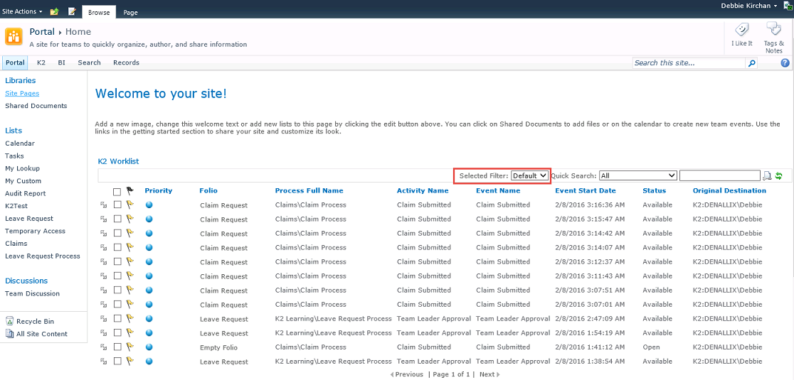 Configuring my Worklist in Process Portal