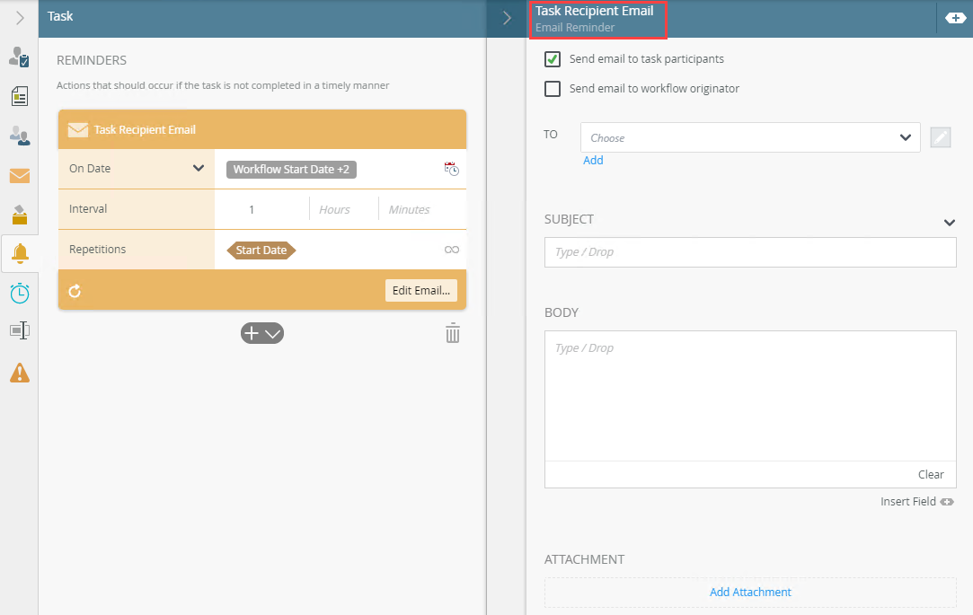 Reminders tab