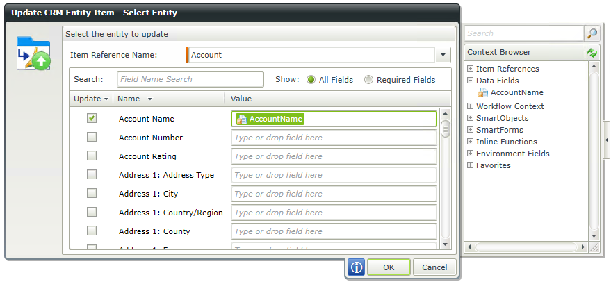 Update CRM Entity Item