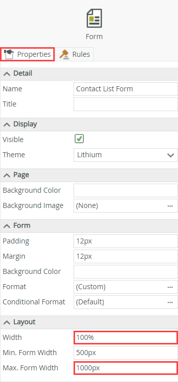 7. Create the Contact List Form