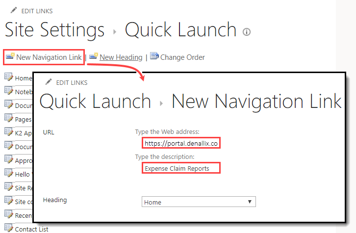 30. Create a Quick Launch Link in SharePoint that Opens the Reporting Dashboard