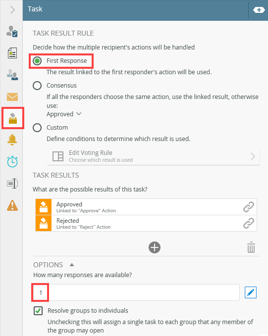 Scenario: 6 Recipients, 1 Approve Response and routing task based on a variable
