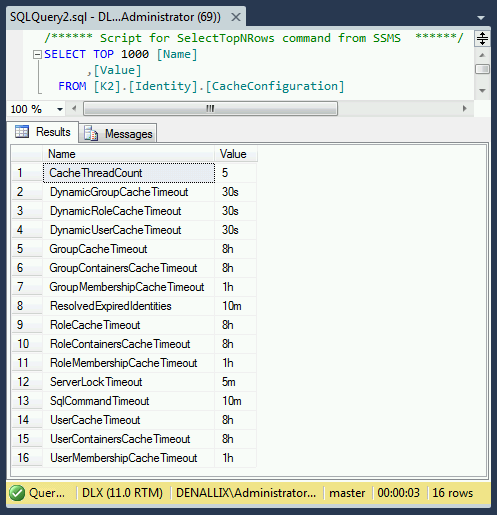 K2 Server Identity Cache Performance