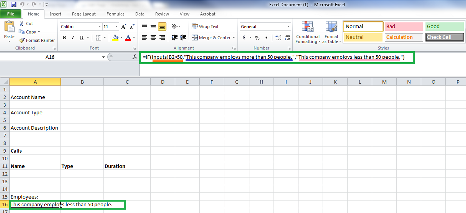 Use conditional text in Excel