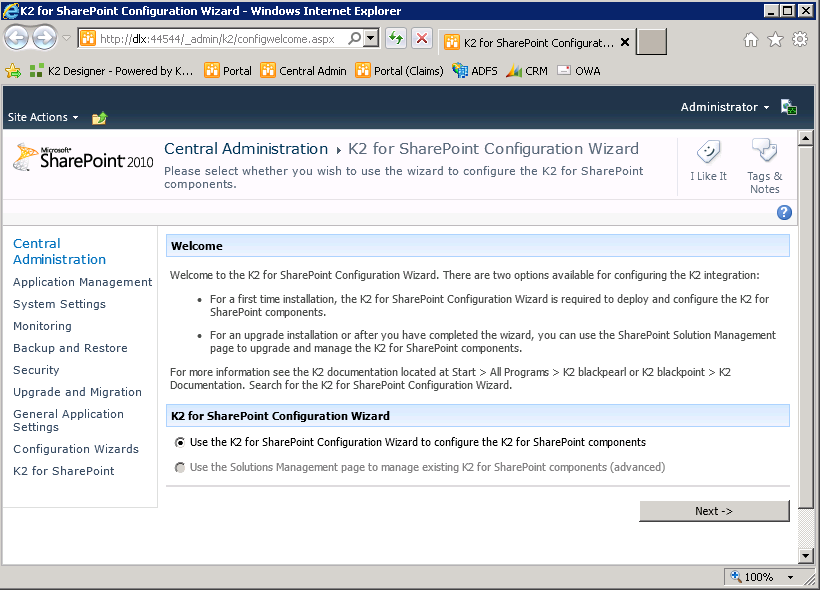 K2 for SharePoint 2010 Configuration