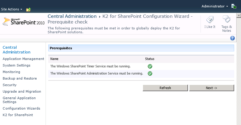 K2 for SharePoint 2010 Configuration