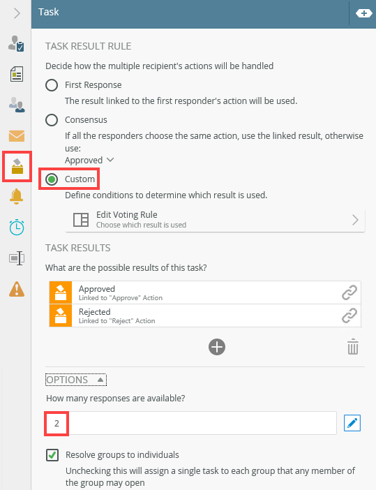 Scenario: 5 Recipients, 2 Responses, 1 Approved Action