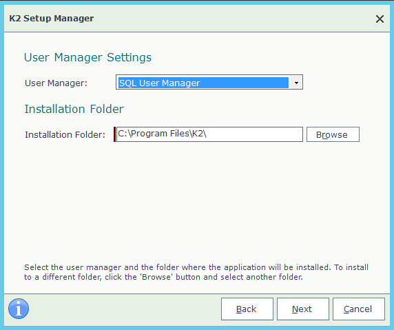 Planning for SQL User Manager in K2
