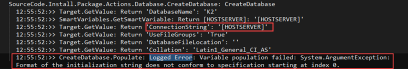 Critical errors during installation