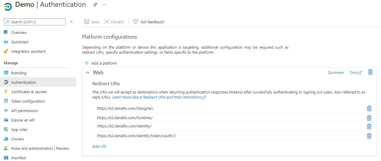 Manually Configure K2 for Azure Active Directory (AAD)