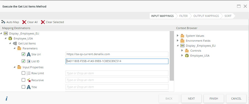Using Site URL and List ID parameters to access SharePoint Data