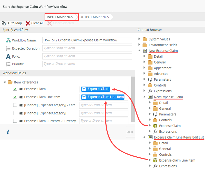 19. Configure the Start Rule on the New Expense Claim Form