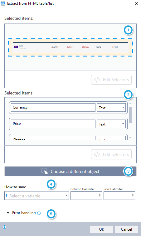 Extract from HTML Table/List