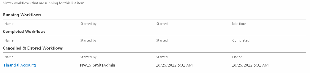 Viewing workflow history